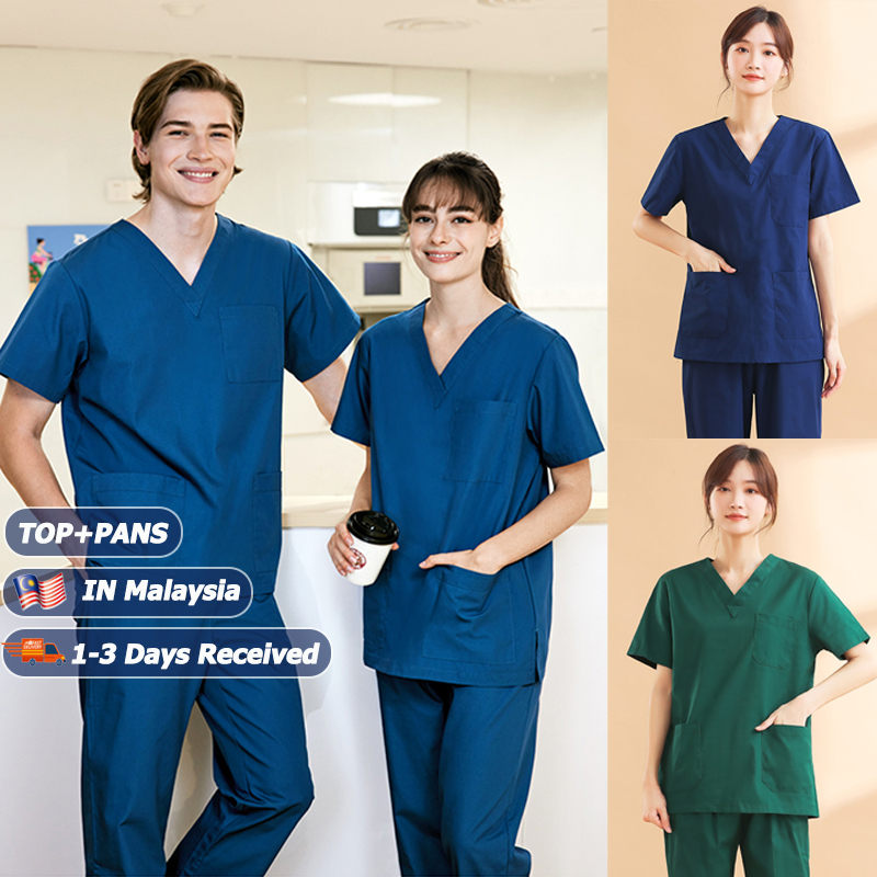 Medical Scrub Suit Baju Scrub Uniform Surgical Scrub Suit Set For Woman ...