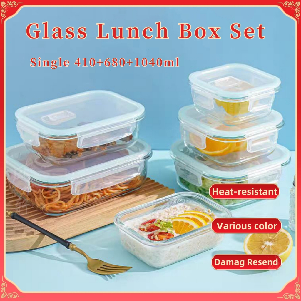 Glass Lunch Box Heat Resistant Borosilicate Glass Microwave Airtight ...