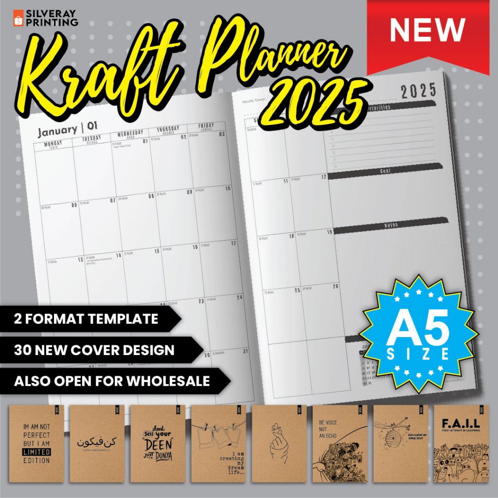 Craft Card Planner Booklet 2025 | A5 SIZE | Kraft Card Cover Planner | Diary/ Diari 2025 ...