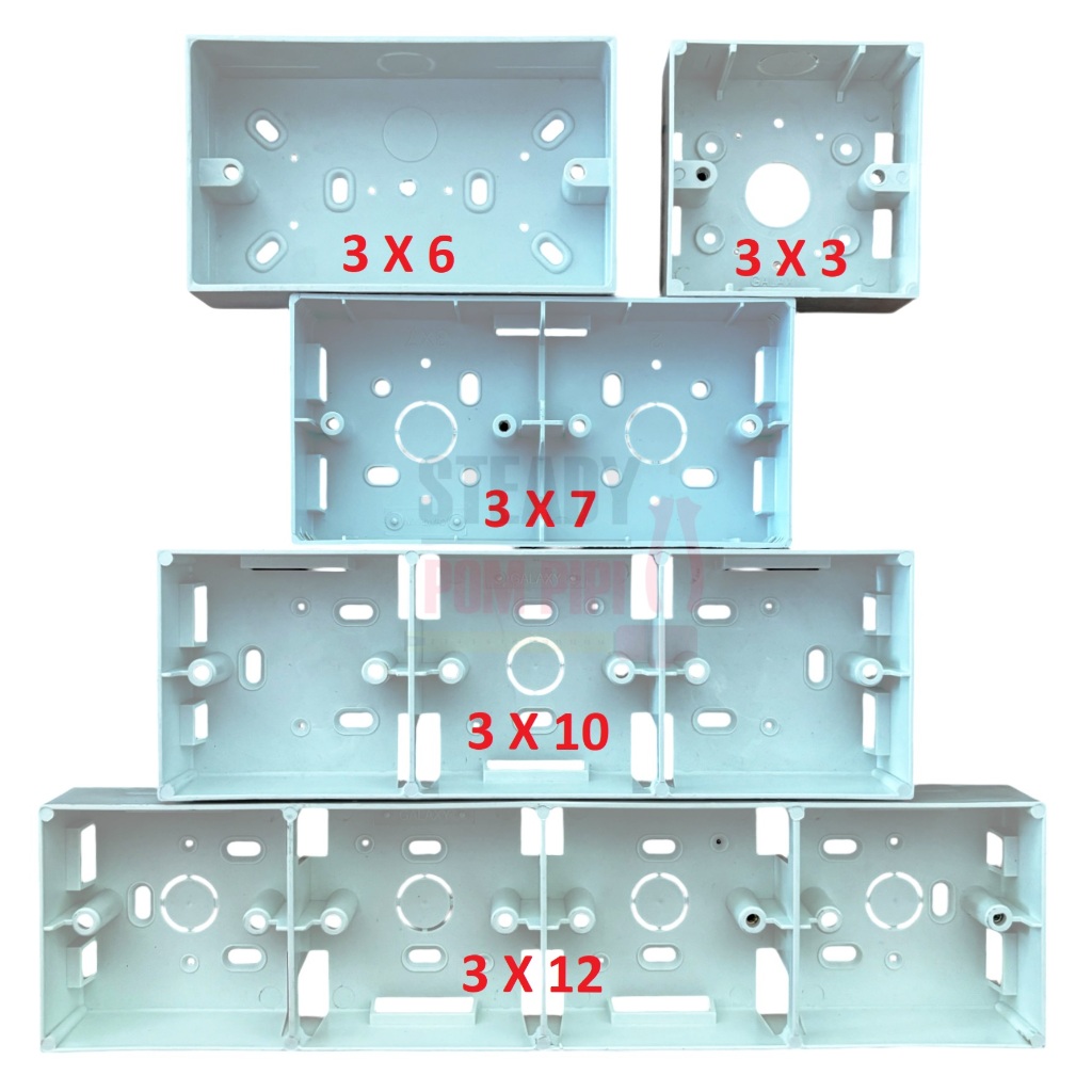PVC BOX SURFACE NUT BOX / ELECTRICAL BOX / BASE 3X3 / 3X6 / 3X7 / 3X10 ...