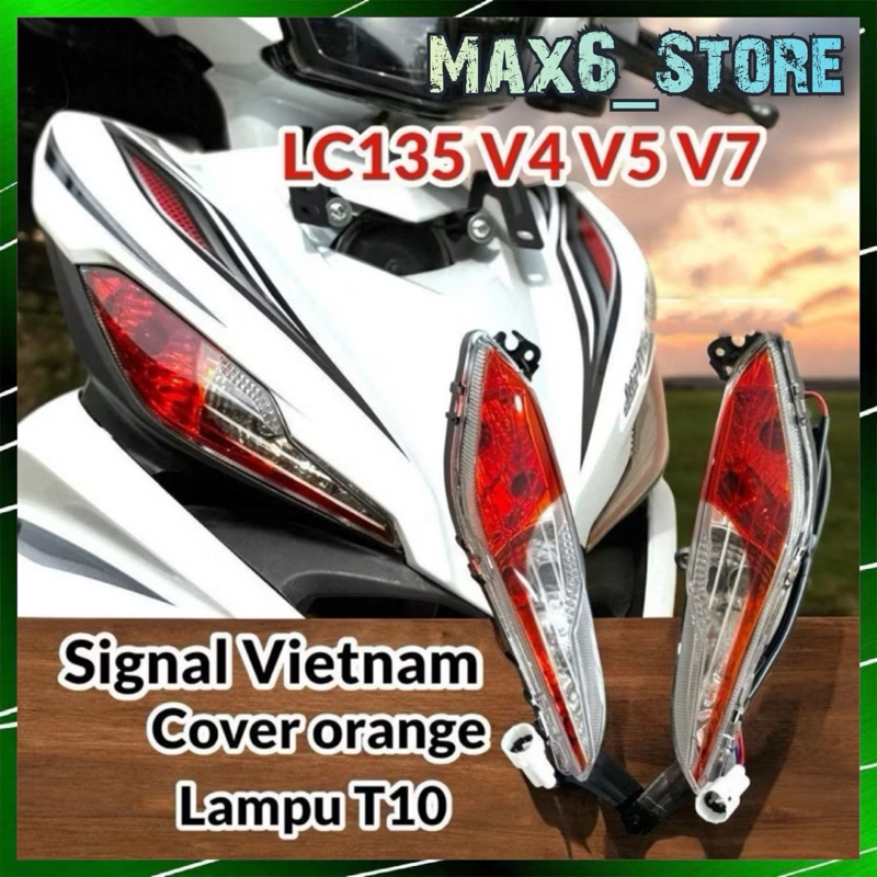 VIETNAM STYLE YAMAHA LC135 V4 V5 V6 V7 NEW FRONT PILOT SIGNAL UNIT SET DEPAN LAMPU DADA ORANGE ...