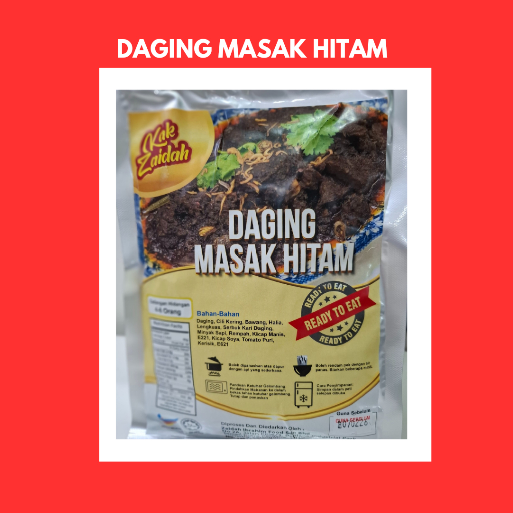 Kak Zaidah Daging Masak Hitam sedia dimakan Ready To Eat pek baru isian ...