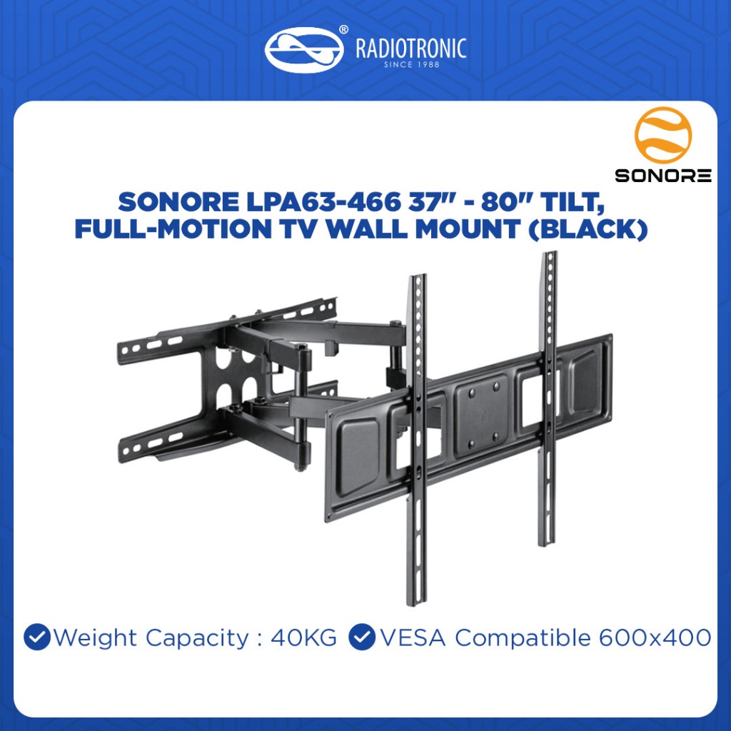 Sonore LPA63-466 37" - 80" Tilt Full-Motion TV Wall Mount Bracket MAX ...