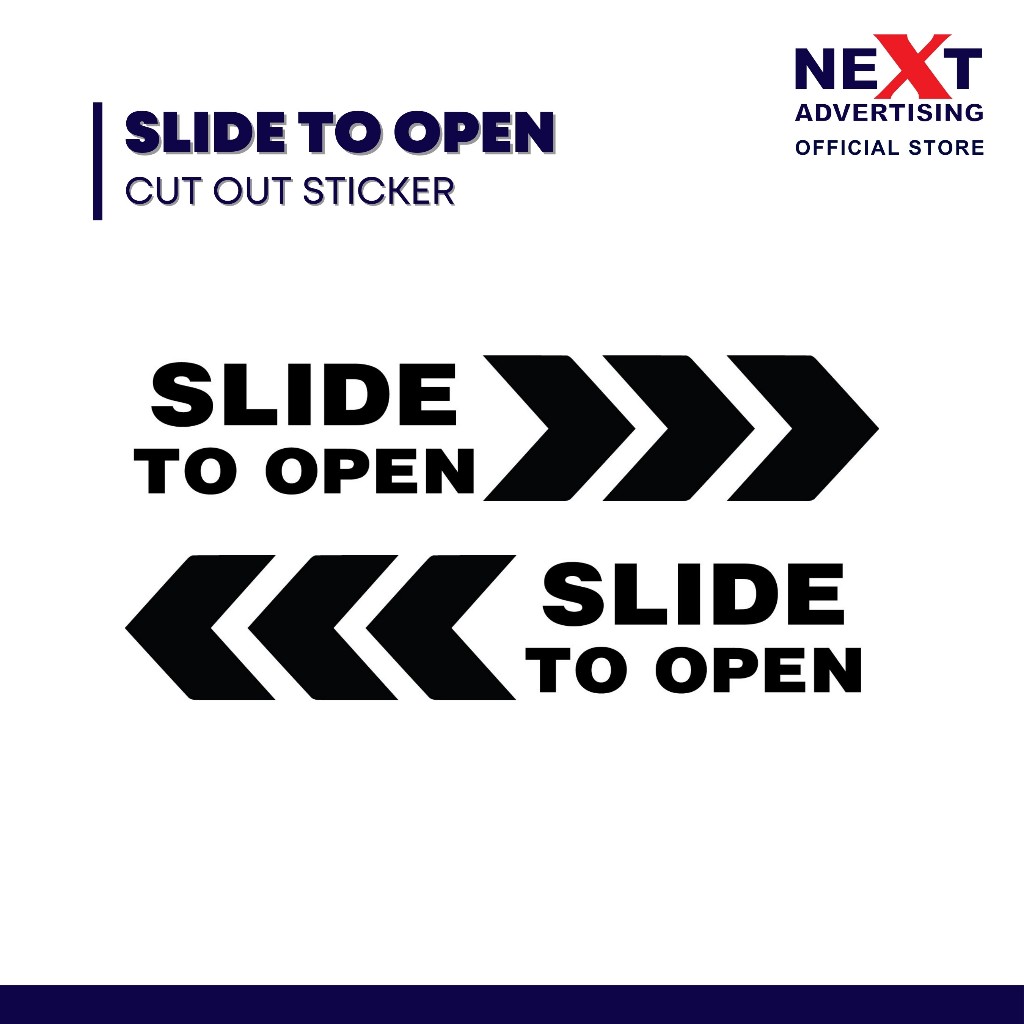 Slide To Open Cut Out Sticker For Glass or Door | Reverse or Normal Cut ...