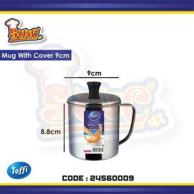 TOFFI~ Mug + Cover Stainless Steel/ Cawan Besi (8/9/10/11/12/13cm ...