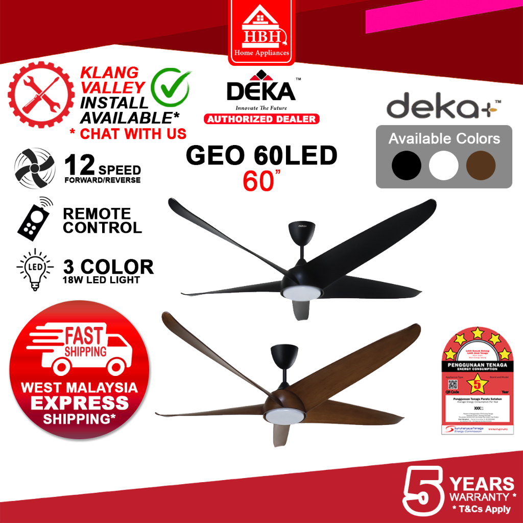 Deka + GEO 60LED 60" LED 12 + 12 Speed Forward / Reverse 5 Blade DC ...