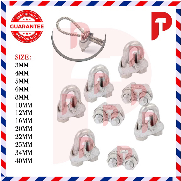 Galvanised Cable Wire Rope Clamp 🔥 Ready Stocks 🔥 U-Bolt Clip Rigging ...