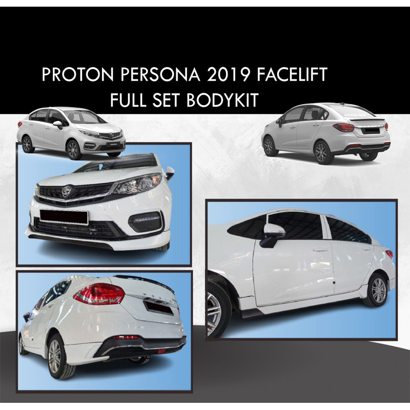 PROTON PERSONA 2019 FACELIFT STYLE FULL SET FRONT SKIRT,SIDE SKIRT, REAR SKIRT MATERIAL PU GETAH ...