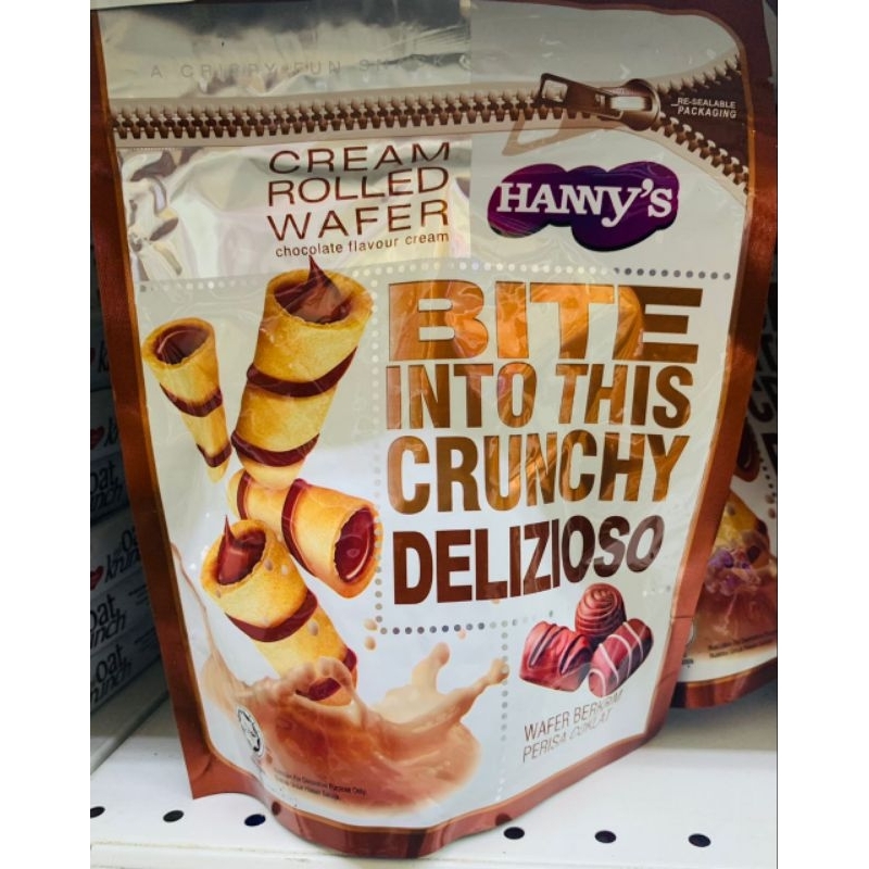 Hanny's Cream Roller Wafer Chocolate Flavor Cream / Wafer Gulung Coklat ...