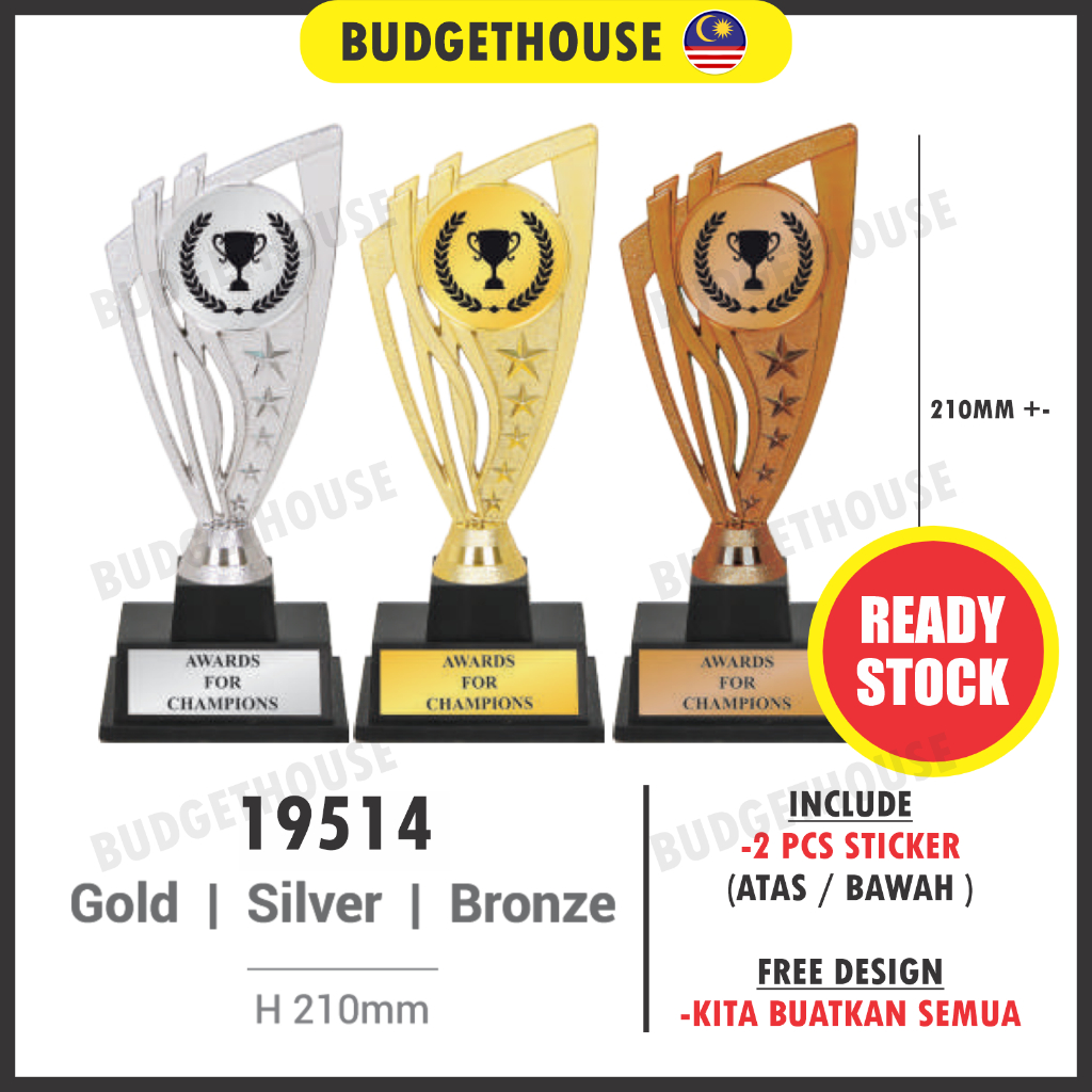 Plastic Trophy Piala Free Design Sticker Medal Hadiah Sukan Award ...