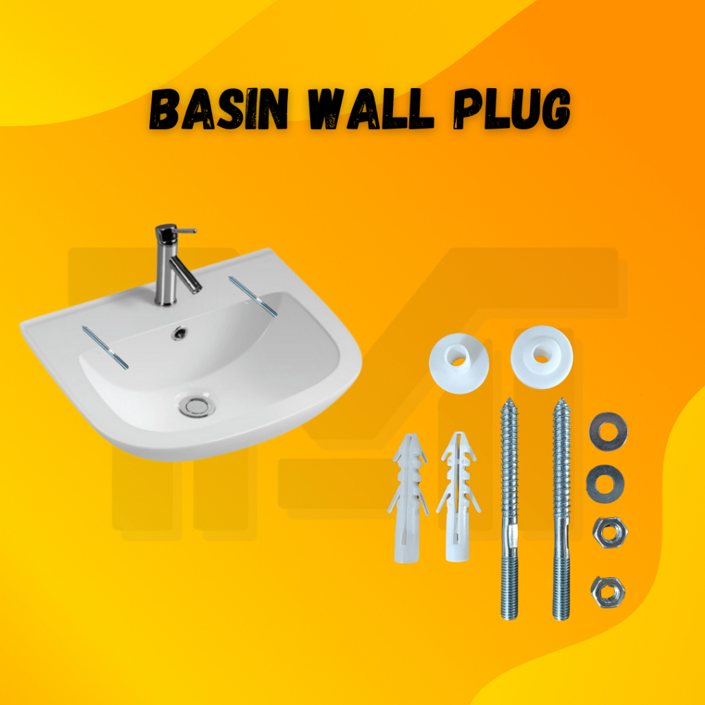 Wash Basin Screw with Nut and Wall Plug Set Fixing Sink Wall-Mounted ...