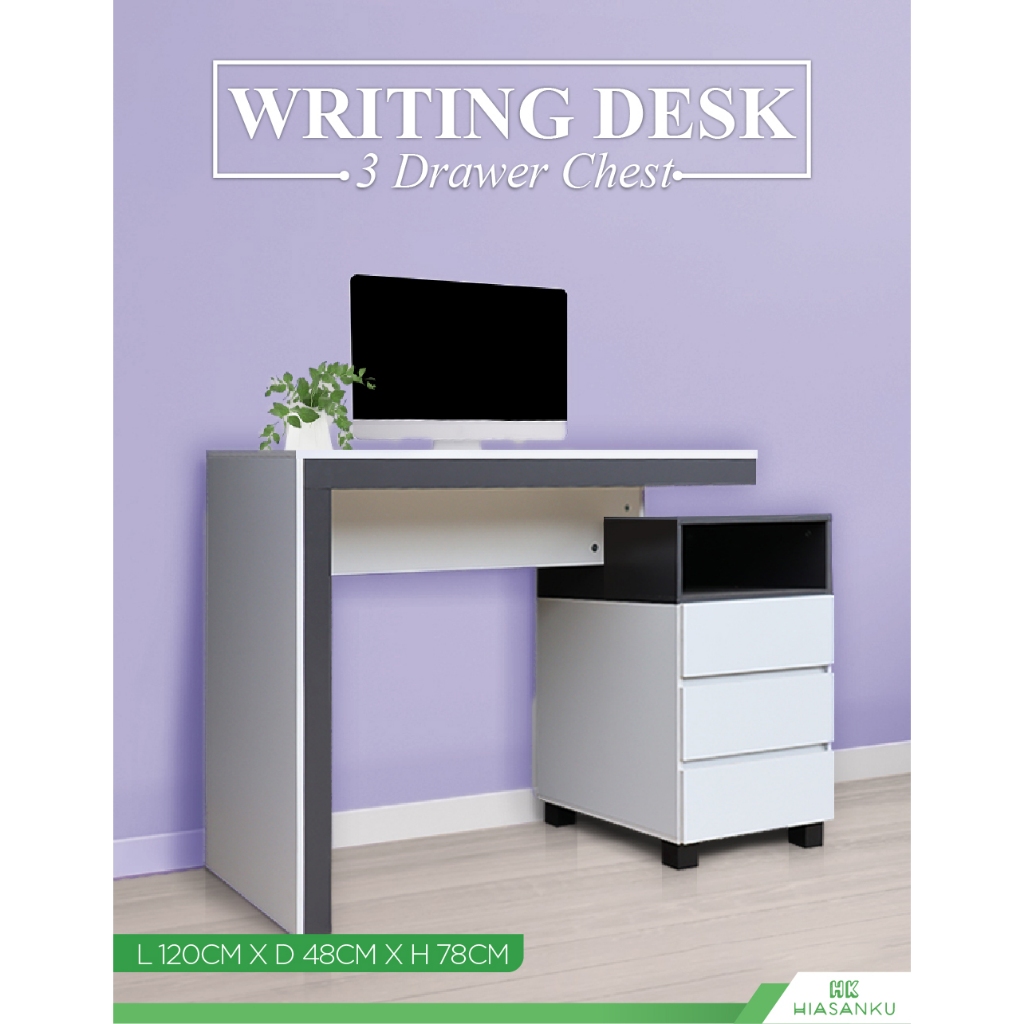HK Writing Desk with 3 Drawer Chest/OMBRE Series/Study Desk/Student ...