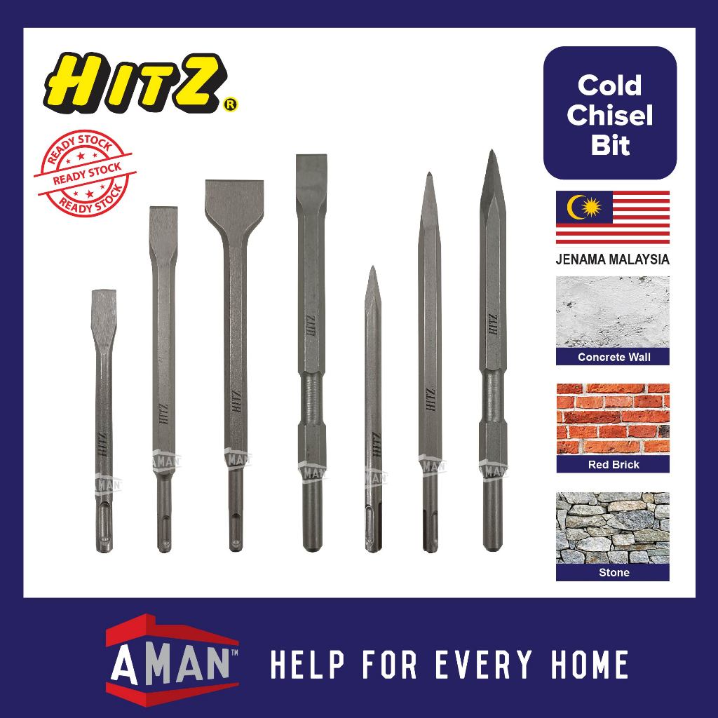 HITZ Cold Chisel Bit SDS Plus Hexagon Chisel Bit Concrete Chisel Flat ...