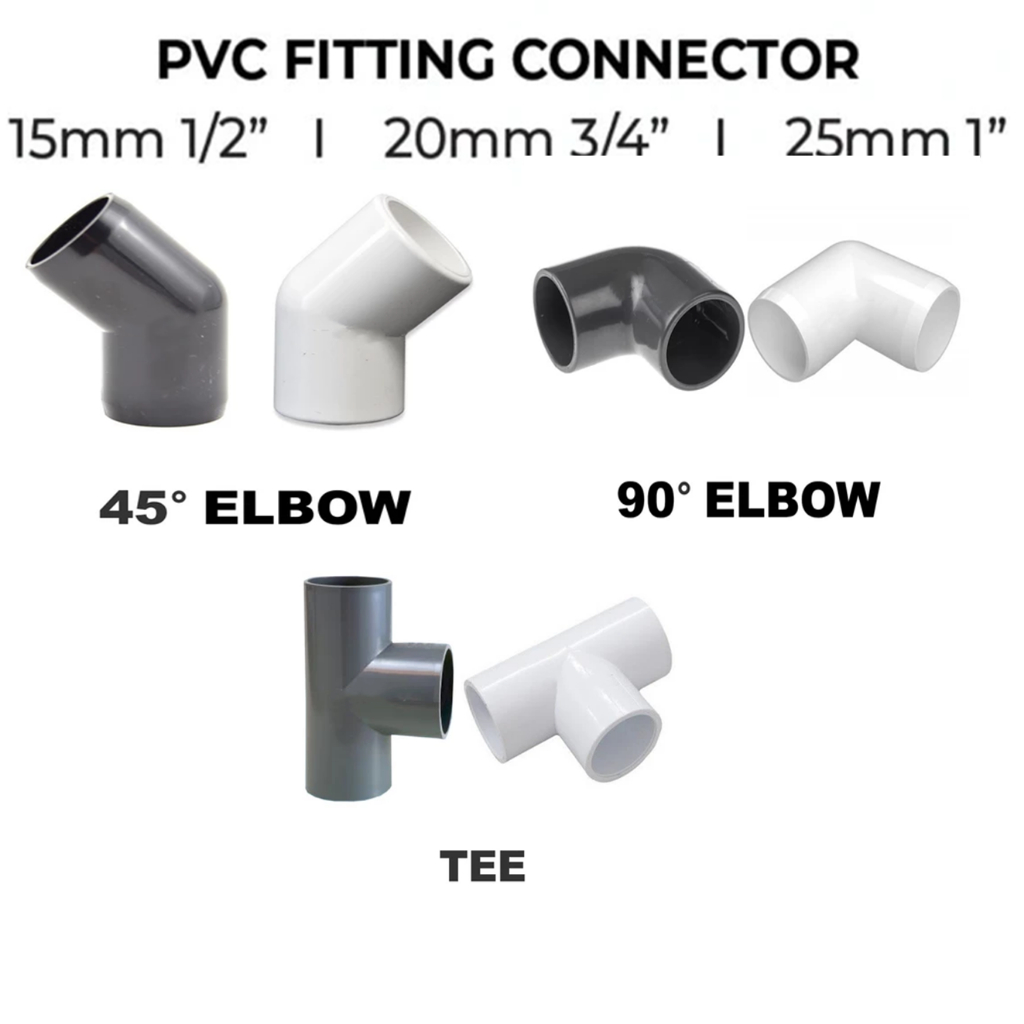 PVC Fitting Grey/White Pipe Joint Connector Penyambung Paip DIY/Conduit/PVC Paip Kelabu Elbow ...