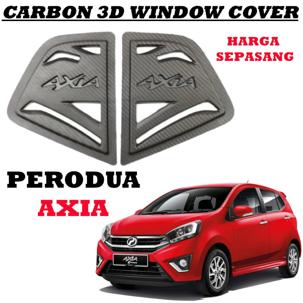 2pcs Perodua Axia Window Cover 3D Carbon Glass Sunshade Door Visor ...