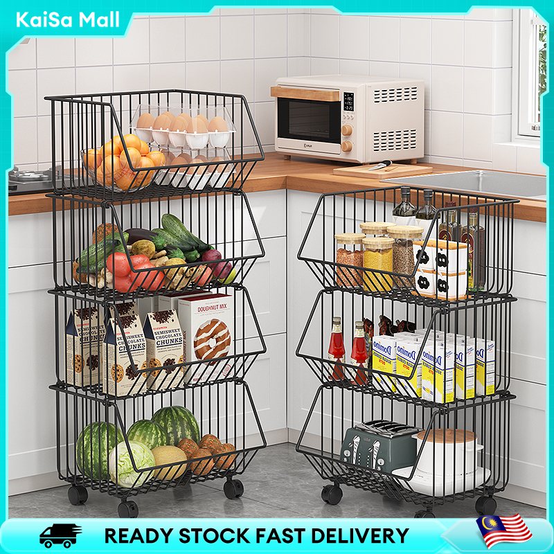 Multi-Layer Kitchen Storage Holders Vegetable Fruit Racks With Wheels ...