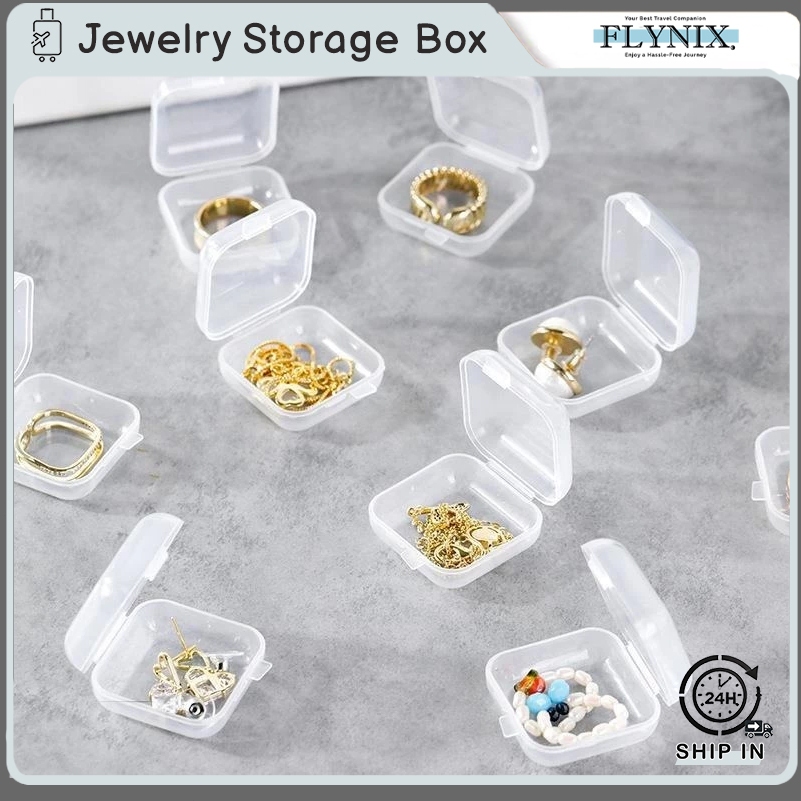 Portable Transparent Plastic Box Jewelry Ring Earring Necklace Mini ...