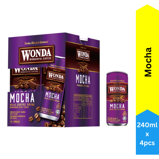 WONDA Wonderful Coffee Mocha Milk Cofee Drink Minuman Kopi Susu 4 x ...