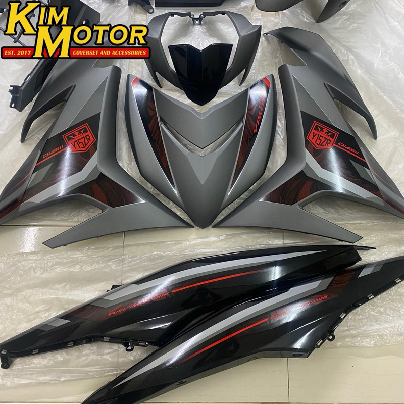 COVERSET Y15 V1 V2 ORIGINAL VELOZI MATT GREY 2022 LUMUT STRIPE SIAP ...