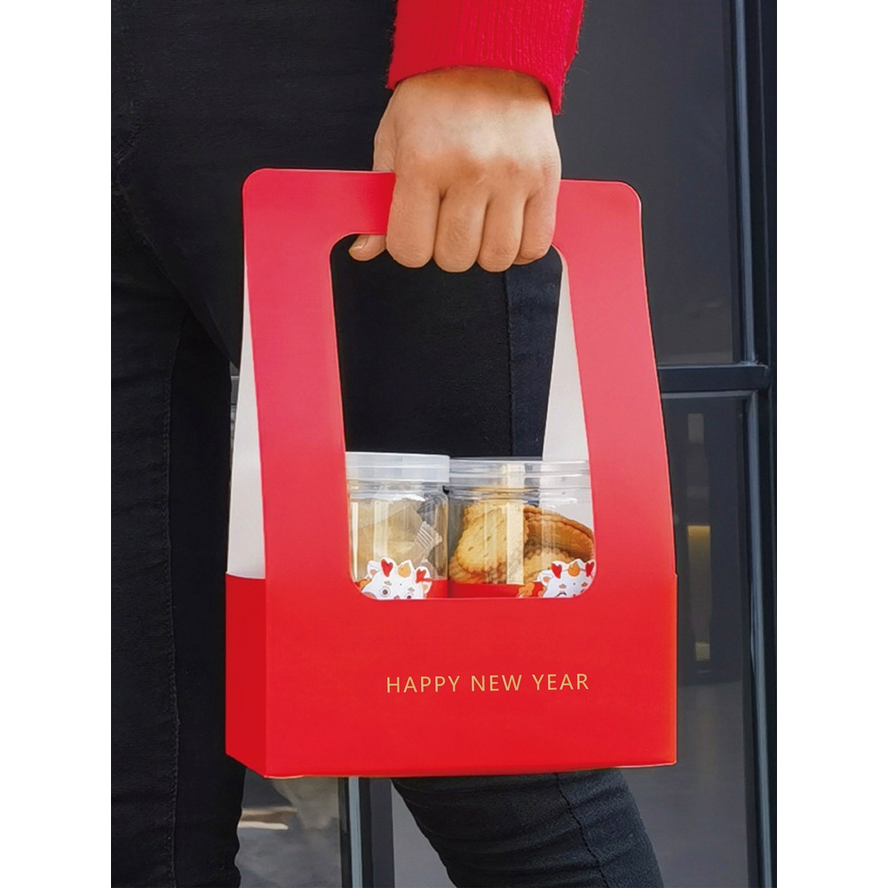 2025 new year box/ cny new year box 蛇年新年盒/新年礼盒包装/饼干袋 牛轧糖 春节手提盒子/New ...