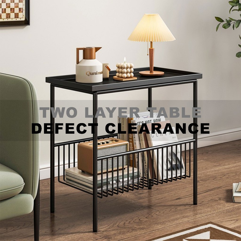 [CLEARANCE DEFECT] Two Layer Living Room Storage Shelf Sofa Side Table ...
