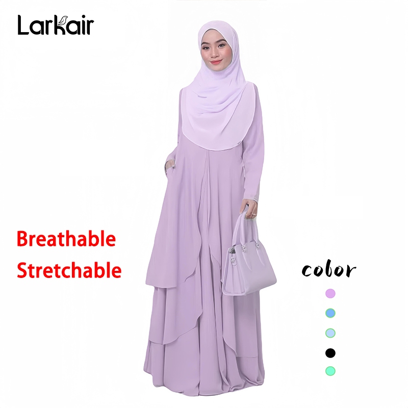 Floral dress muslimah flowy abaya bridesmaid nikah tunang dinner dress ...