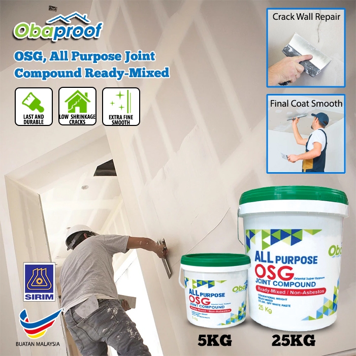 OBAPROOF 5KG/25KG OSG All Purpose Joint Compound Ready-Mixed Wall ...