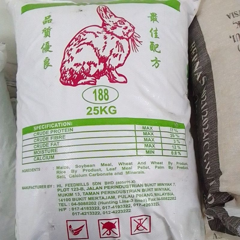 Rabbit food 25kg 188 cap bendera / Makanan Arnab | Shopee Malaysia