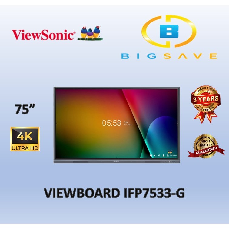 VIEWSONIC 75" IN7521C-1C EDLA-CERTIFIED VIEWBOARD® 75" 4K INTERACTIVE ...