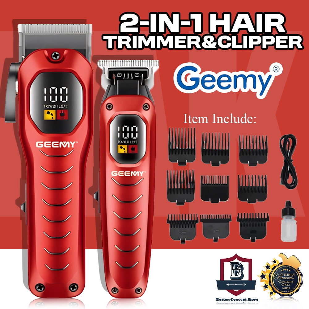 Geemy GM-8046 Professional Hair Clipper Rechargeable Hair Trimmer Set 2 ...