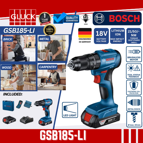 GSB185 BOSCH Cordless Impact Drill GSB185-LI GSB 185 DRILL 18V | Shopee ...