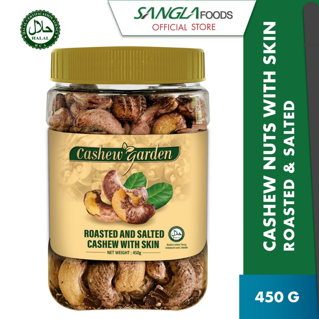 Cashew Garden Roasted & Salted Cashew Nuts with Skin 450G (Halal ...