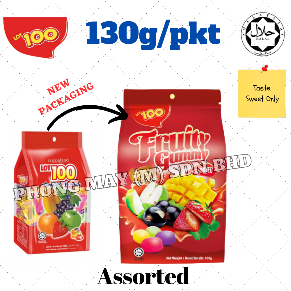 LOT100 GUMMY CANDY [130G] ASSORTED / BLACKCURRANT/ MANGO/ STRAWBERRY ...