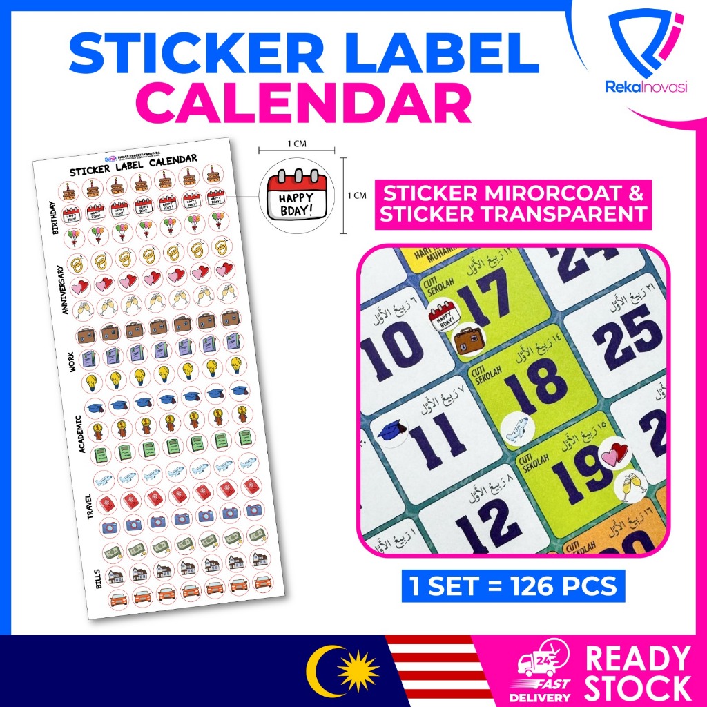 SET STICKER LABEL CALENDAR NEW DESIGN 2025 / CUTE STICKER CALENDAR ...