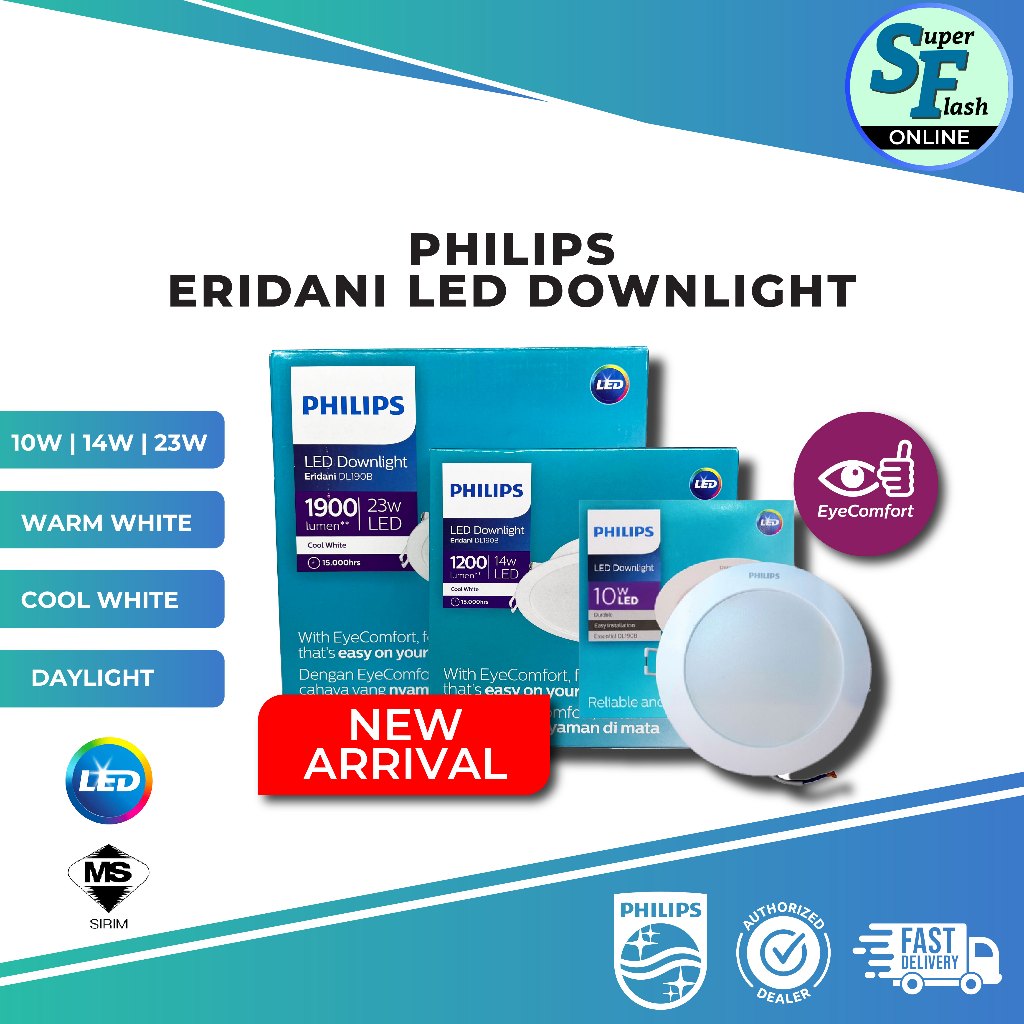[NEW ARRIVAL] PHILIPS ERIDANI LED RECESSED DOWNLIGHT | 10W/14W/23W | WW ...