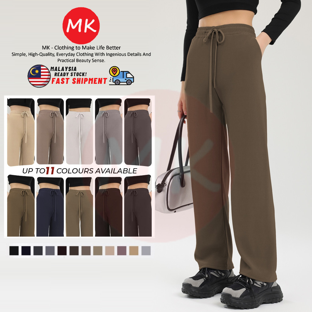MK Drawstring Pants Women Casual Daisy Drawstring Slim Straight Pants ...