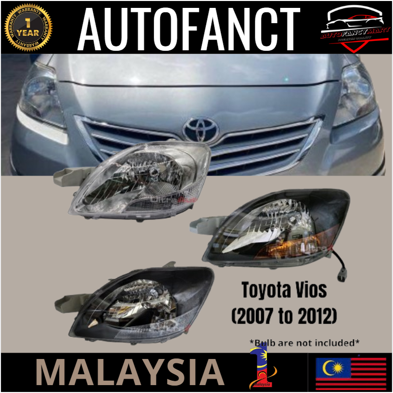 TOYOTA VIOS 2007-2012 NCP93 HEAD LAMP BLACK SILVER COLOUR AND YELLOW ...