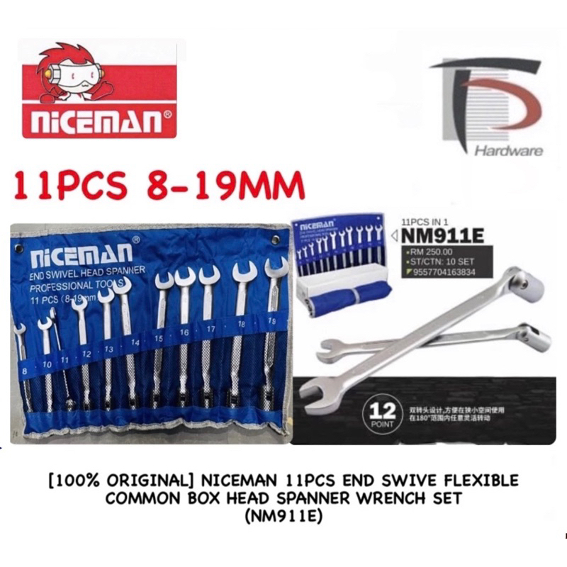 [100% ORIGINAL] NICEMAN 11PCS END SWIVEL FLEXIBLE COMMON BOX HEAD ...