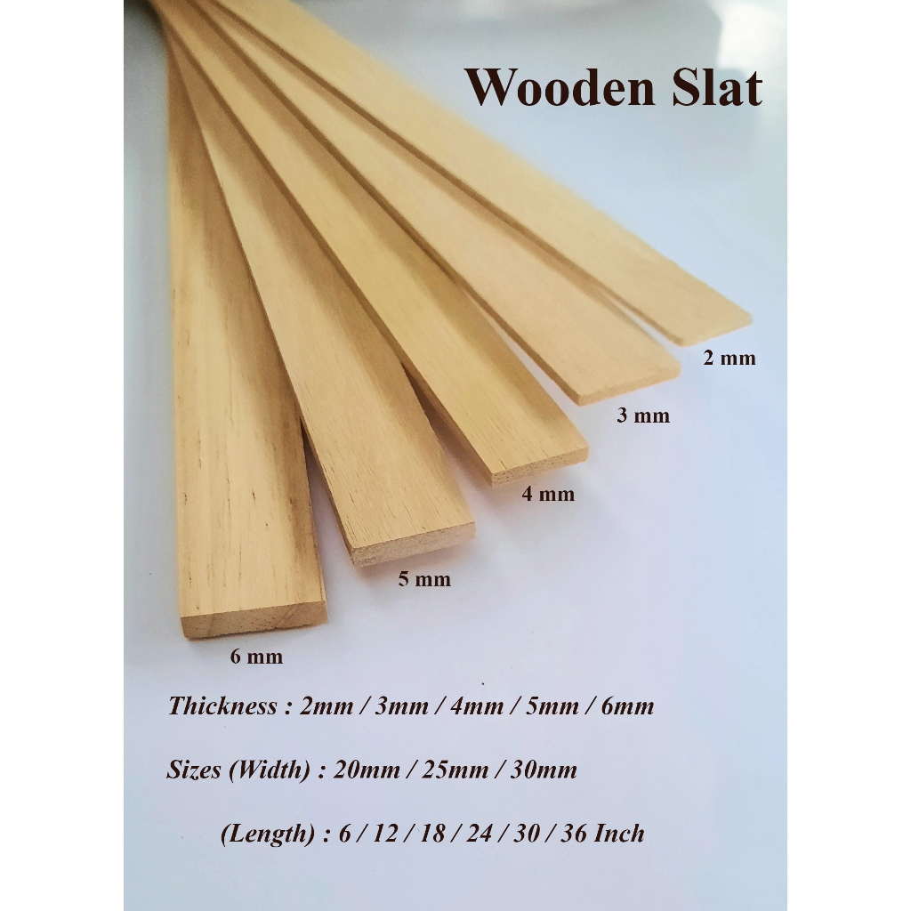 6 mm Wooden Slat DIY Art Craft Modeling Wood 6 to 24 Inch 6 mm Kayu ...