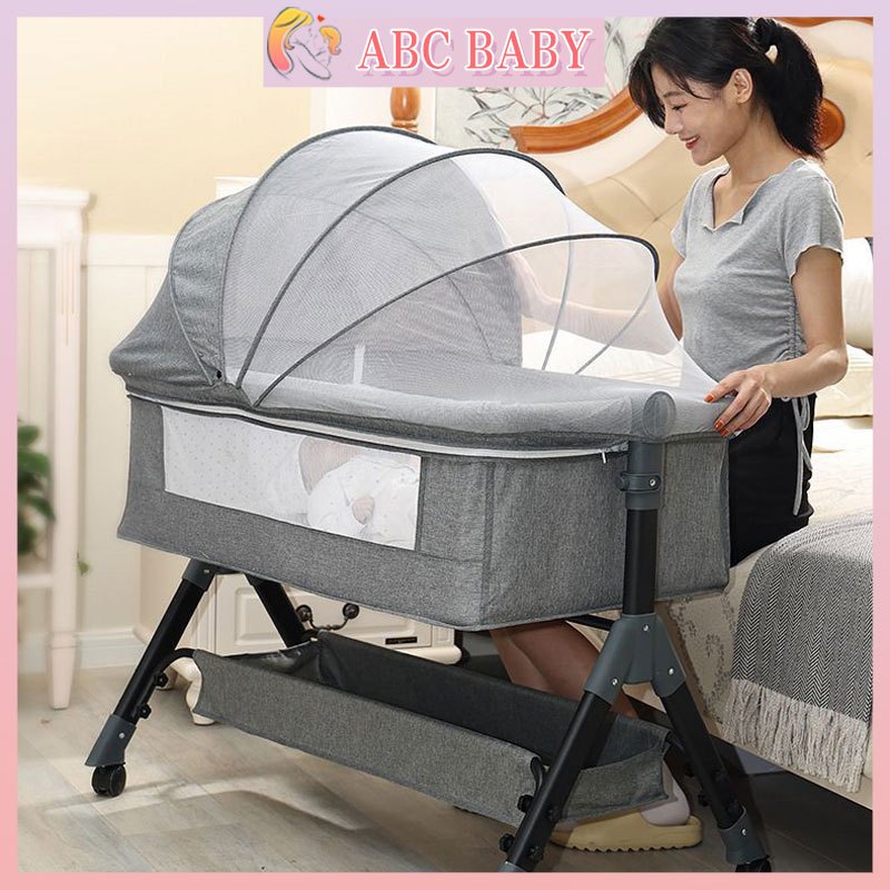 Baby cot spliced large bed baby bed full set portable newborn baby crib ...