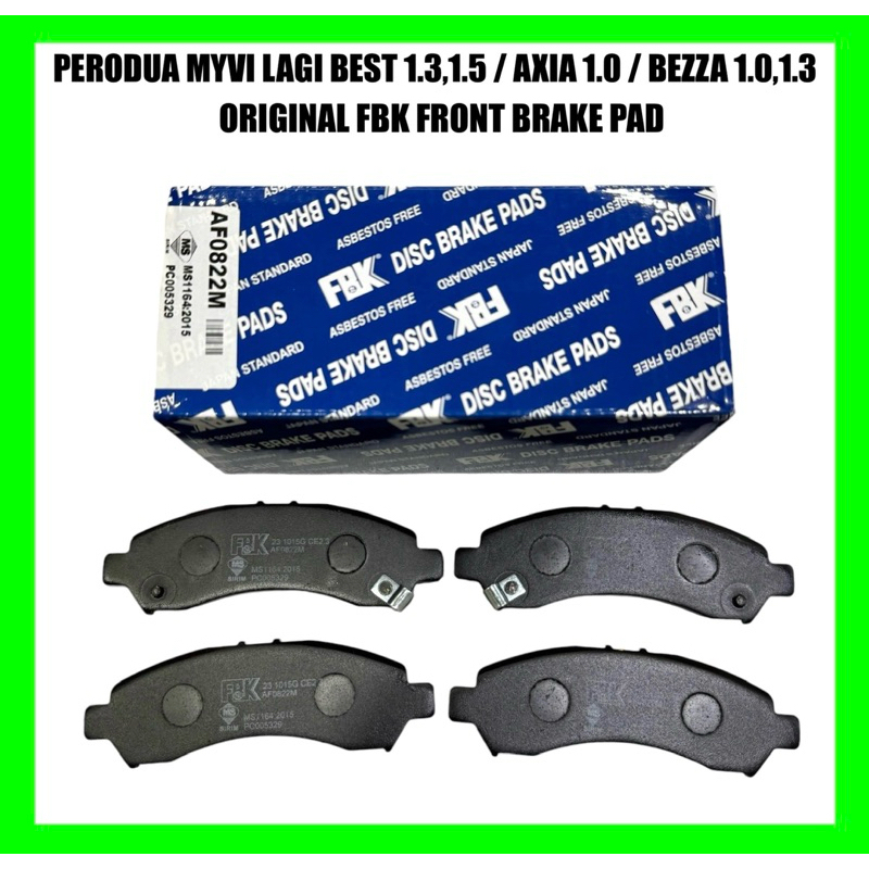 FBK BRAKE PAD PERODUA MYVI LAGI BEST 1.3,1.5 / BEZZA / AXIA FRONT BRAKE ...