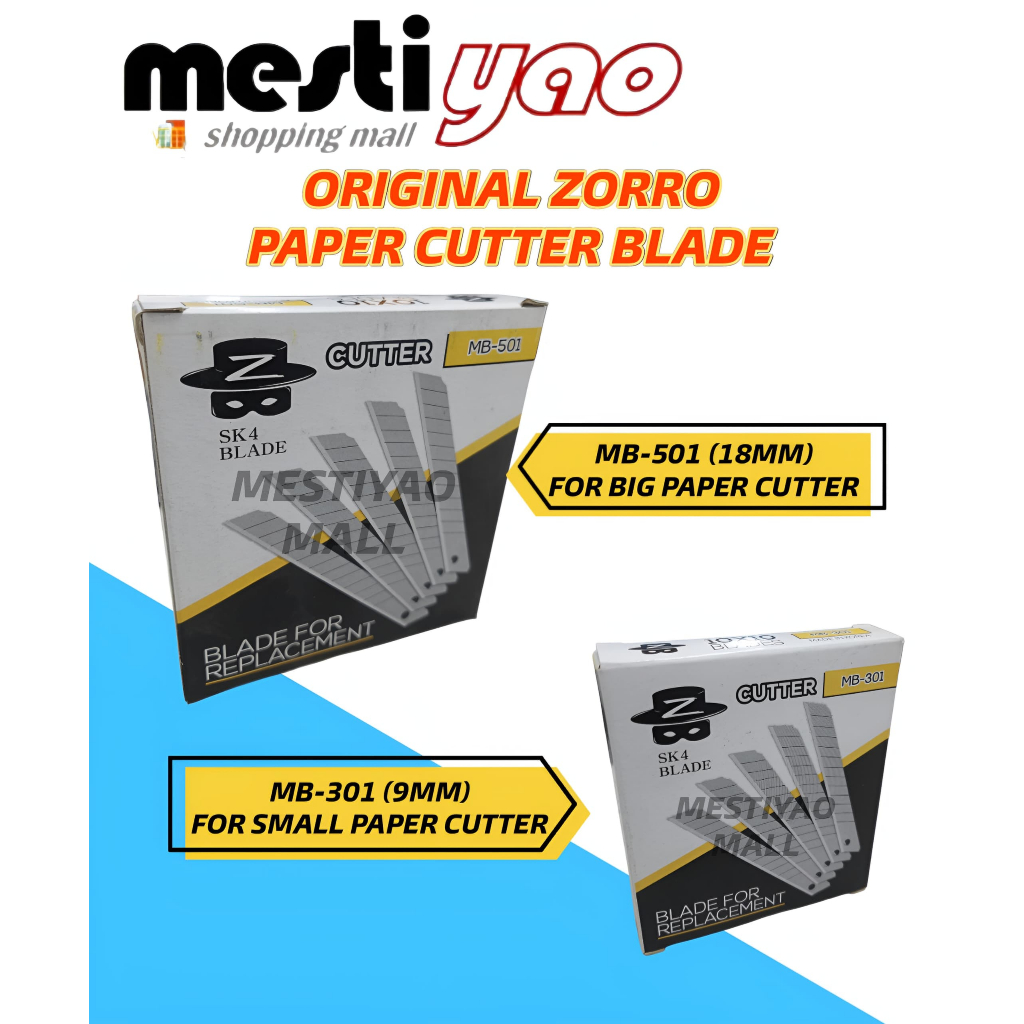 ZORRO 18MM/9MM ORIGINAL KOREA PAPER CUTTER BLADE/MATA PISAU | Shopee ...