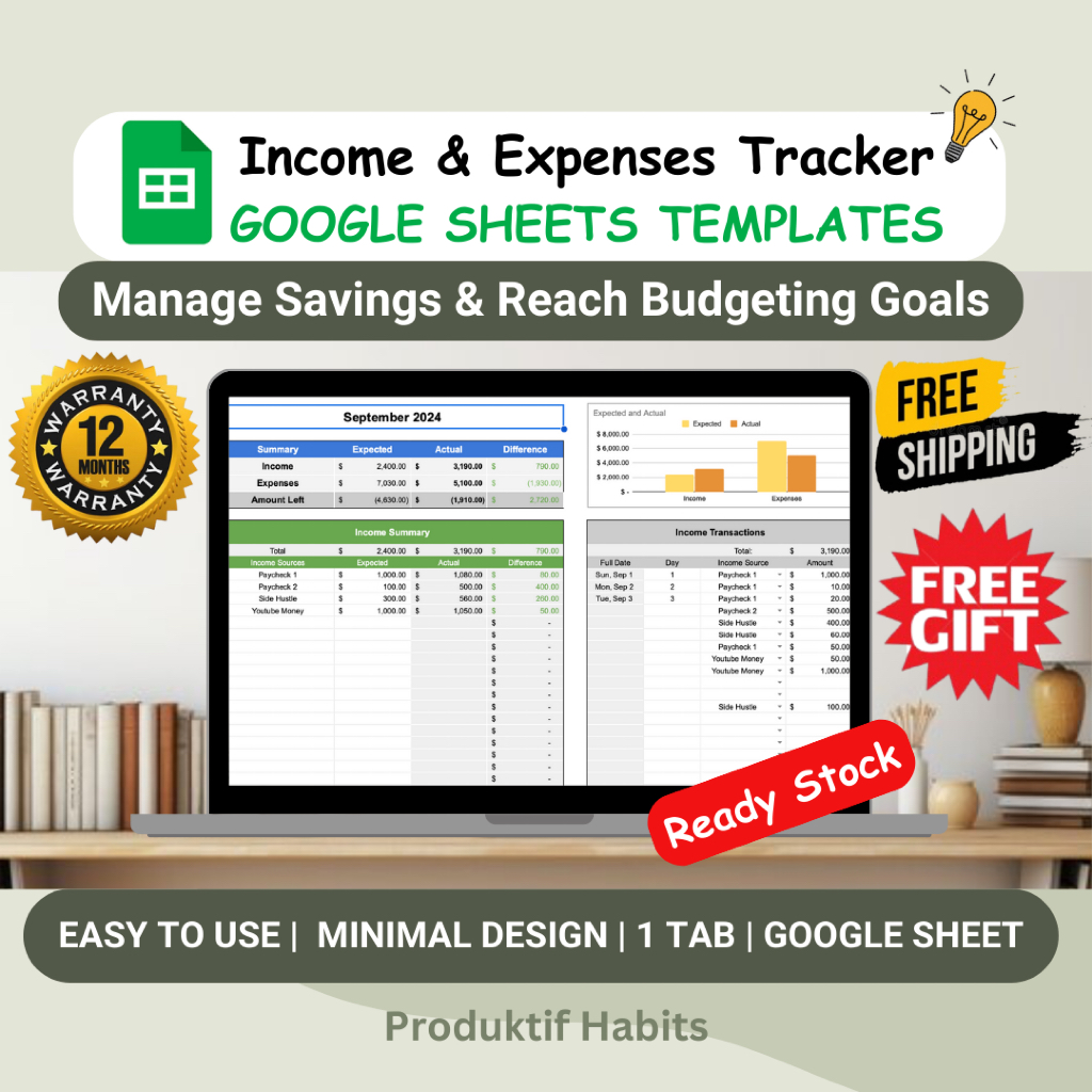 Automated Monthly Income Expenses Tracker Budget Financial Google Sheet ...
