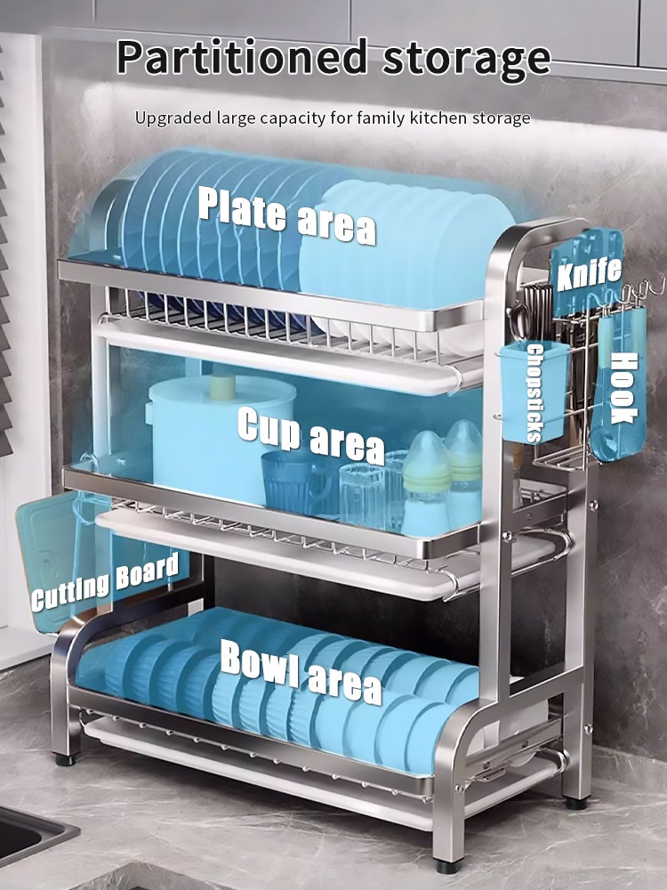 Rak Pinggan Mangkuk Dish Rack Stainless Steel Rak Sinki Dapur Storage ...