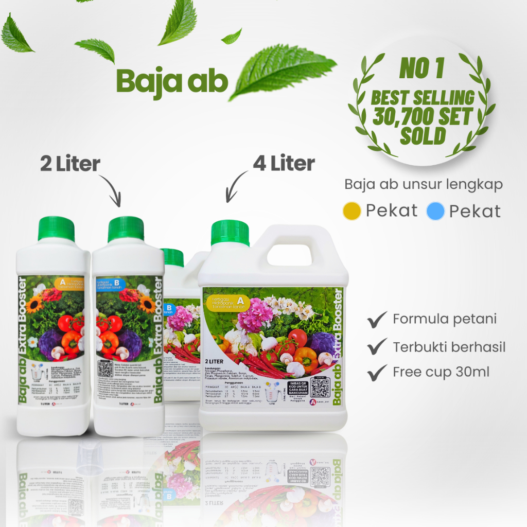 (Improved Version) 2L Baja AB EXTRA BOOSTER Fertigasi Hidroponik ...