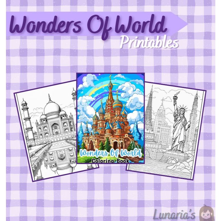 LUNARIA'S [Printables] Wonders of World 02 - 50 Coloring Pages For Kids ...
