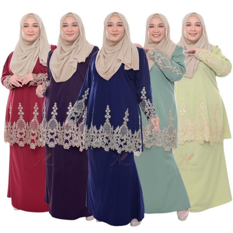 XS-10XL. Saiz 34 - 60. FARISHA LACE KURUNG. Baju Kurung Moden Plus Size ...