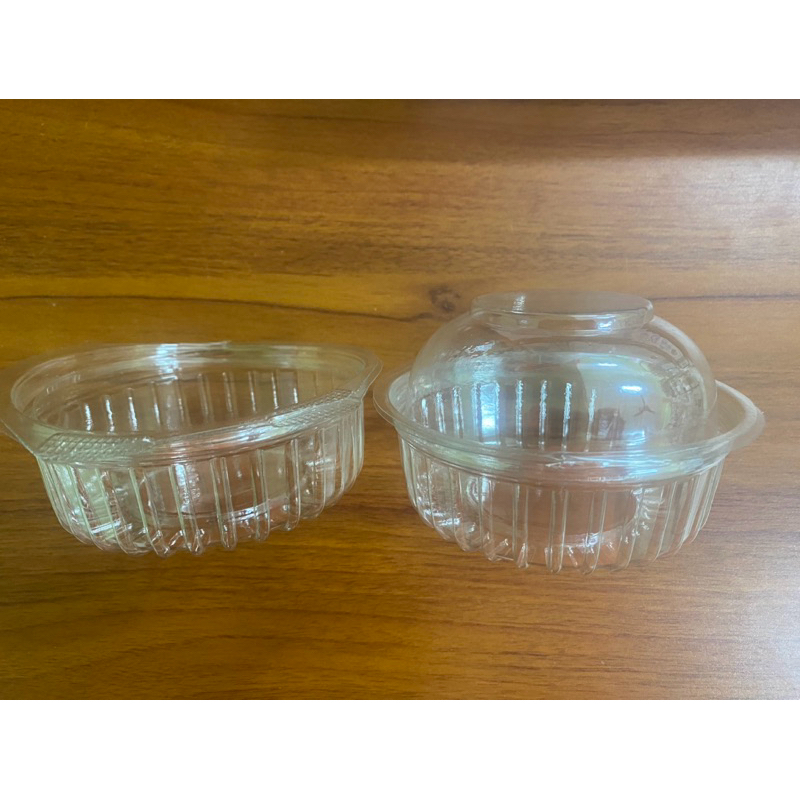 SHO BOWL WITH HINGED FLAT/DOME LID PlASTIC CLEAR [25pcs] - BEKAS KEK ...