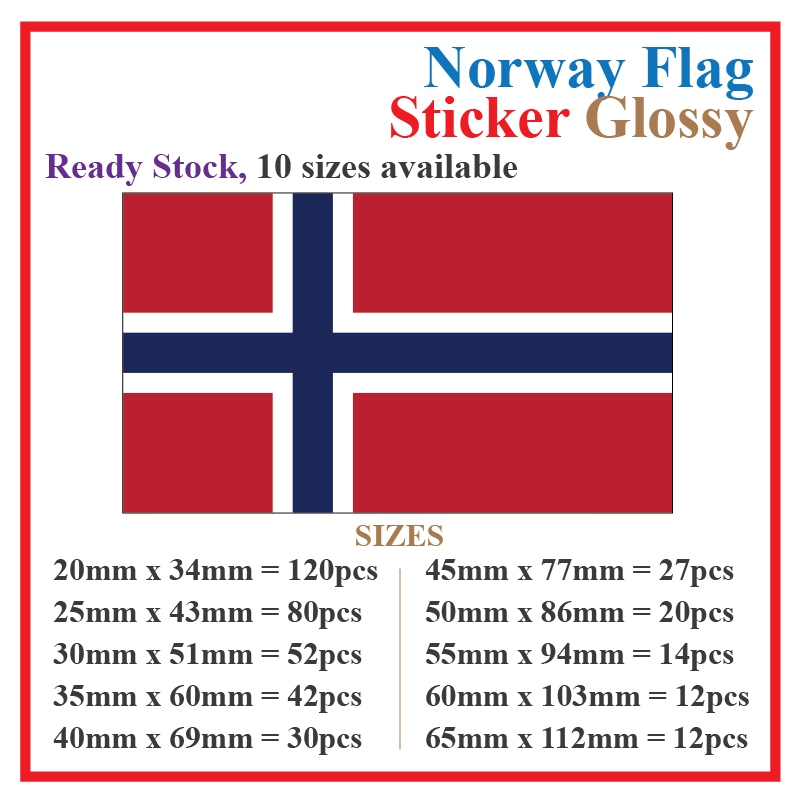 Norway Flag Sticker Rectangle / Stiker Pelekat Bendera Norway | Shopee ...