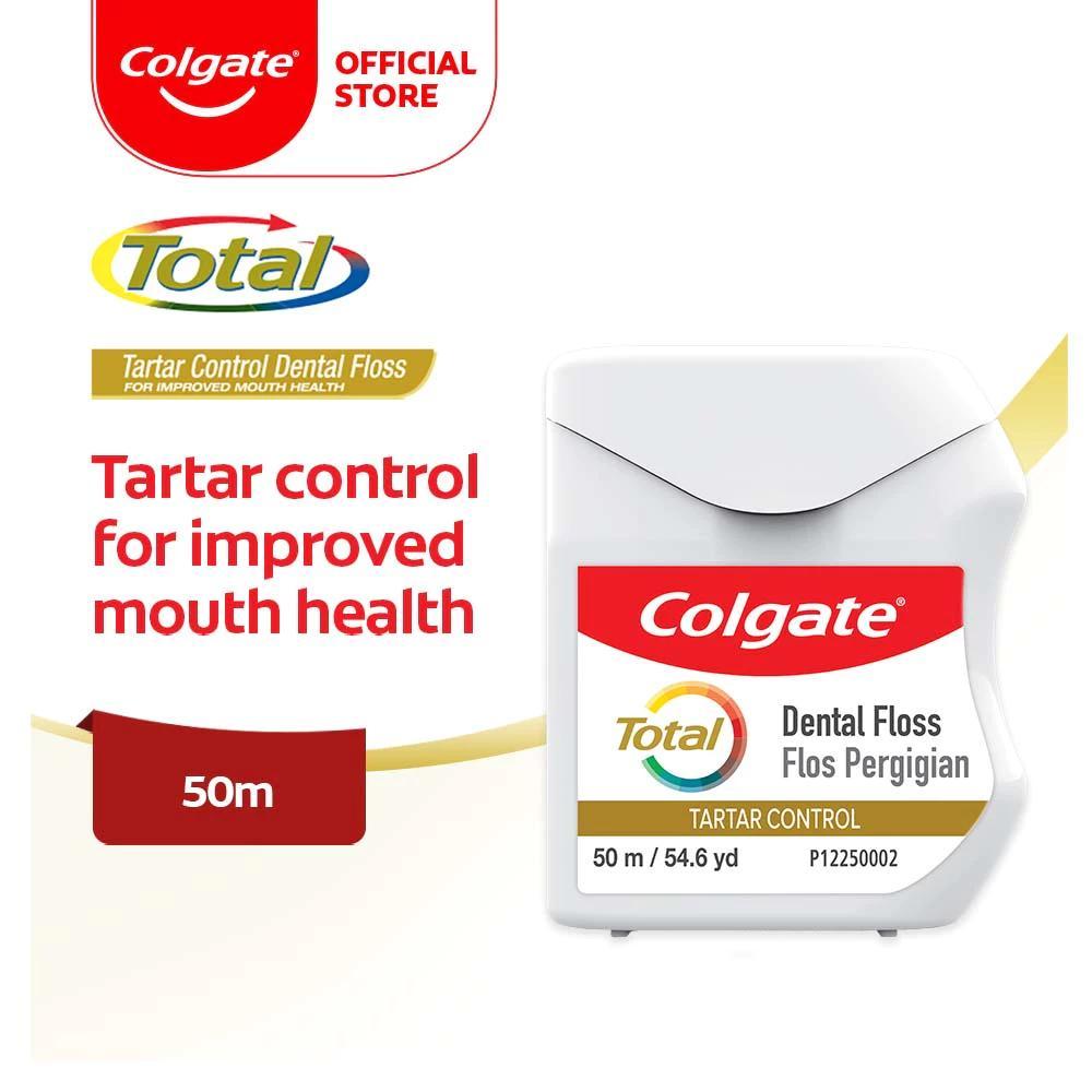 COLGATE TOTAL TARTAR CONTROL DENTAL FLOSS 50 meter | Shopee Malaysia